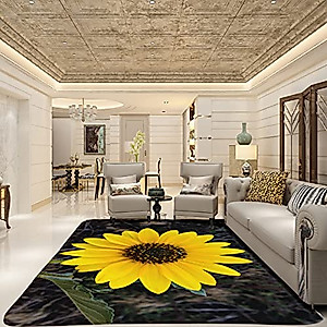 SOFERI Sunflower Rug Children Teen Bedroom Rug Flower Rug Beautiful Living Room Bathroom Kitchen Large Area Rug Non-Slip Floor Mat Sunflower 16 "x24