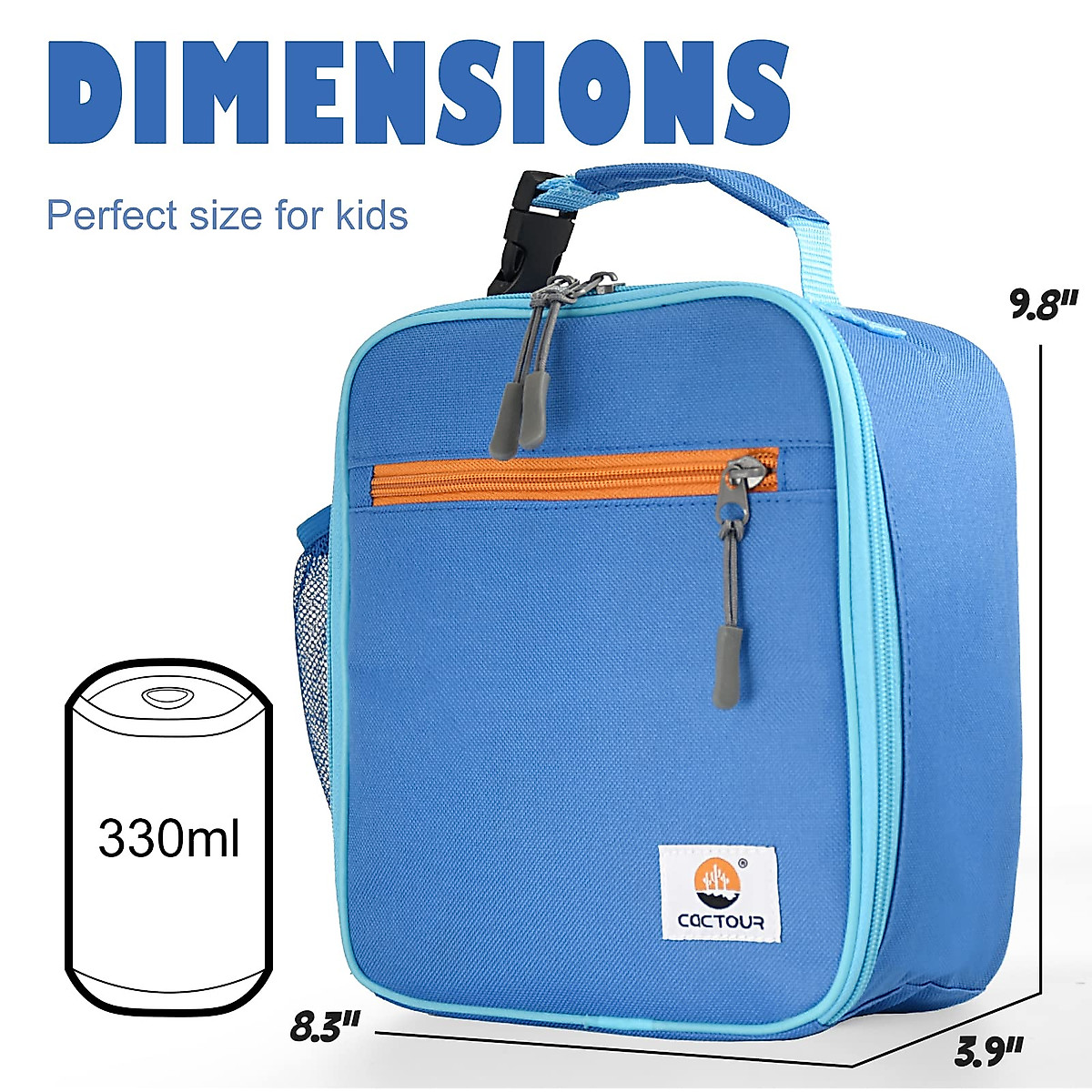 CaCTOUR Lunch Box Kids,Premium Insulated Lunch Bag for Girls Boys,Soft Bag Mini Cooler Back to School Thermal Reusable Lunch Bag for Work School Picnic (Blue)