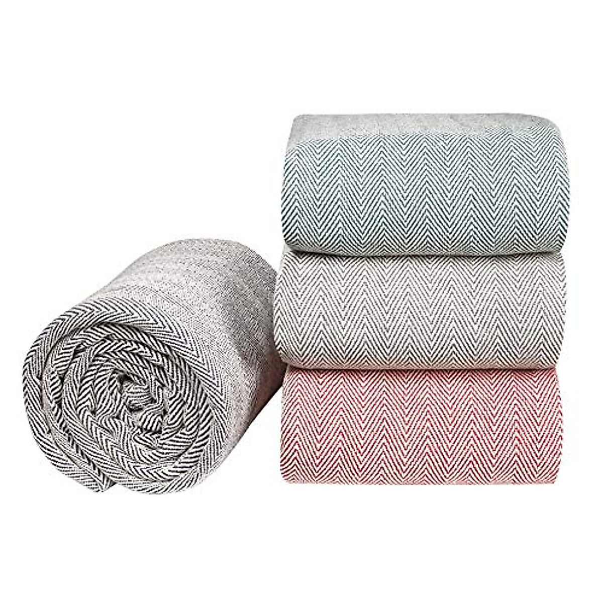 GLAMBURG 100% Soft and Breathable Cotton Thermal Blanket King Navy - Perfect for Layering Any Bed for All Season