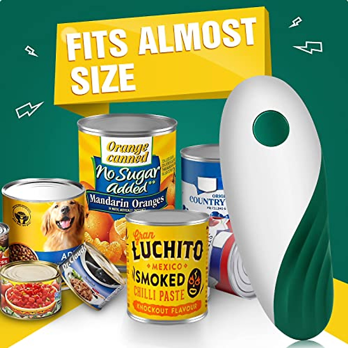 Electric Can Opener Smooth Edge, One Touch Automatic Food Safe Design Handheld Opener Fits Almost All Can Sizes, Ideal for Seniors with Arthritis, Best Kitchen Gadgets for Women