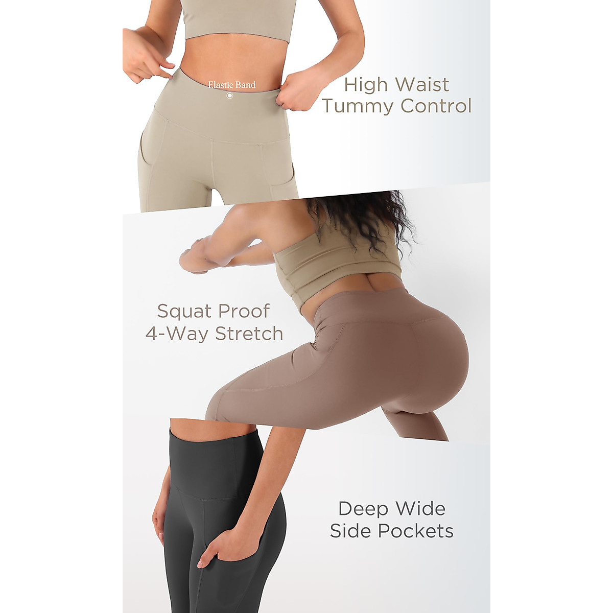 ODODOS Women's High Waisted Full Length Yoga Leggings with Pockets, 28" Inseam Tummy Control Non See Through Workout Athletic Running Yoga Pants, Plus Size, Black, XX-Large