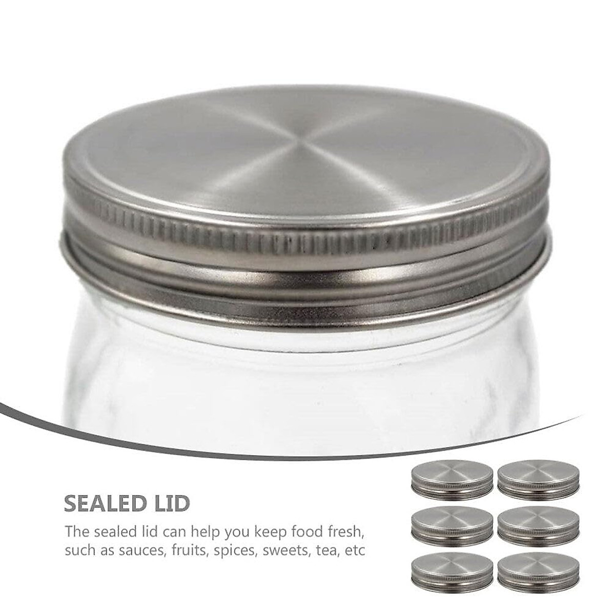 Yardwe Tiered Dessert Stand 6pcs Mason Canning Jar Lids Regular Mouth Reusable Leakproof Split-type Silver Lids with Silicone Seals for Food Storage Airtight Canning Jar Cap Cover