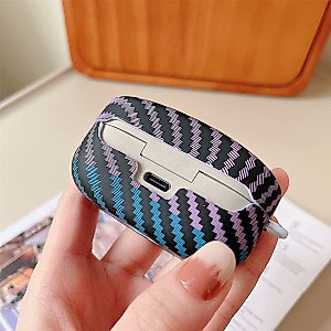 DAYJOY Dual Color Carbon Fiber Pattern Hard Plastic Protective PC Case Cover Sleeve Compatible with Sony WF-1000XM4 Earbuds, Frosted Touch Feel Protective Skin Sleeve with Carabiner (B)