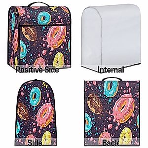 DXTKWL Pink Donut Chocolate Theme Coffee Maker Cover Dust protection,Cute Coffee Machine Cover with Pockets and Top Handle， Easy Clean 14.6 * 11.2 * 17inch