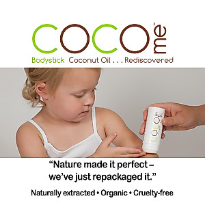 CocoMe Bodystick - 100% Organic Moisturizing Virgin Coconut Oil Solid Bar with Anti-aging Beeswax for Chemical, Preservative, and Fragrance-Free Skin Repair and Protection. Dermatologist recommended.