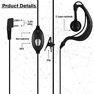 Mimorou 30 Pairs Walkie Talkie Earpiece with Mic 2 Pin Two Way Radio Ear Piece with Microphone Bulk Single Wire Earhook Headset Compatible with Baofeng UV-5R BF-888S Arcshell Retevis H-777 RT21 RT22