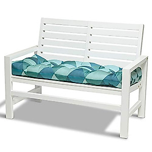 Duck Covers Water-Resistant Indoor/Outdoor Bench Cushion, 48 x 18 x 5 Inch, Blue Lagoon Geo, Patio Bench Cushion