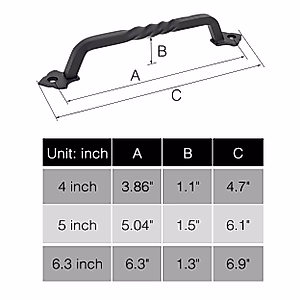 OVOV 2 Pack Barn Door Pull Handle Hardware for Wooden Garden Gate Shed Cabinet Door (6inch)
