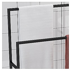 -Shelf Balcony Bathroom Stand Alone Towel Holder,Freestanding Towel Rack Stand,Metal Towel Drying Rack Ladder for Bathroom/Kitchen/Bathtub/Black/65 * 20 * 110Cm