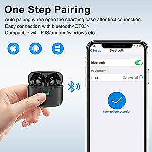 FOF Wireless Earbuds Noise Cancelling Bluetooth 5.3 Headphones IPX6 Waterproof LED Power Display Ear Buds in-Ear Earphones with Wireless Charging Case 4 Microphone 50H Playback Headset