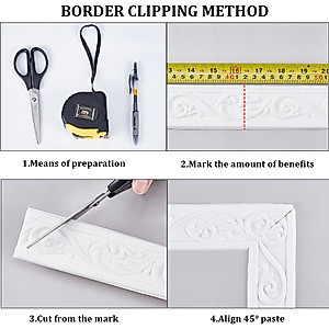 CRASPIRE 88 x 2 inch Crown Molding Peel and Stick 3D Flexible Foam Wall Trim White Self Adhesive Wallpaper Border Sticky Decorative Edging Baseboard Lines for Mirror Border Wall Hotel DIY Decor