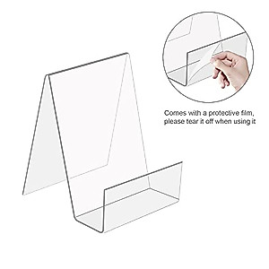 Jsdoin 6 Pack Display Stand with Ledge, Clear Acrylic Book Stand Picture Holder Tablet Holder for Displaying Pictures, Books, Music Sheets, Notebooks, Artworks, Cds etc (Large)