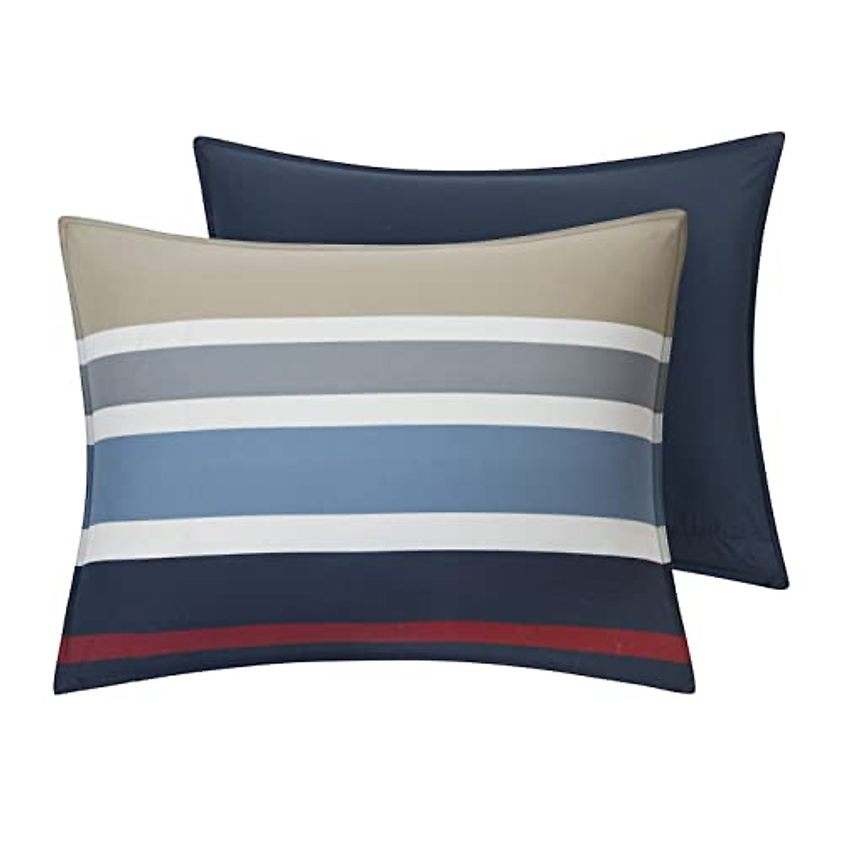 Nautica - Queen Comforter Set, Cotton Reversible Bedding with Matching Shams, Stylish Home Decor (Bradford Navy/Kahki, Queen)