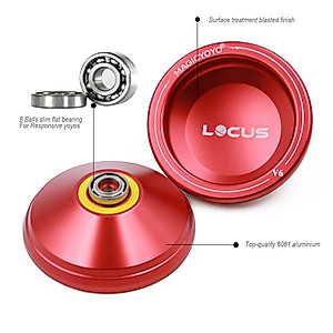 MAGICYOYO V6 Locus Yoyo Professional Responsive Yoyos for Kids Teens Adults, Beginners Yo-yo, Stable Practice Yo-yos for Girls Ladies, Metal Yoyo with Yo Yo Glove+ 12 Yo Yos String+ Pouch Kit, Red