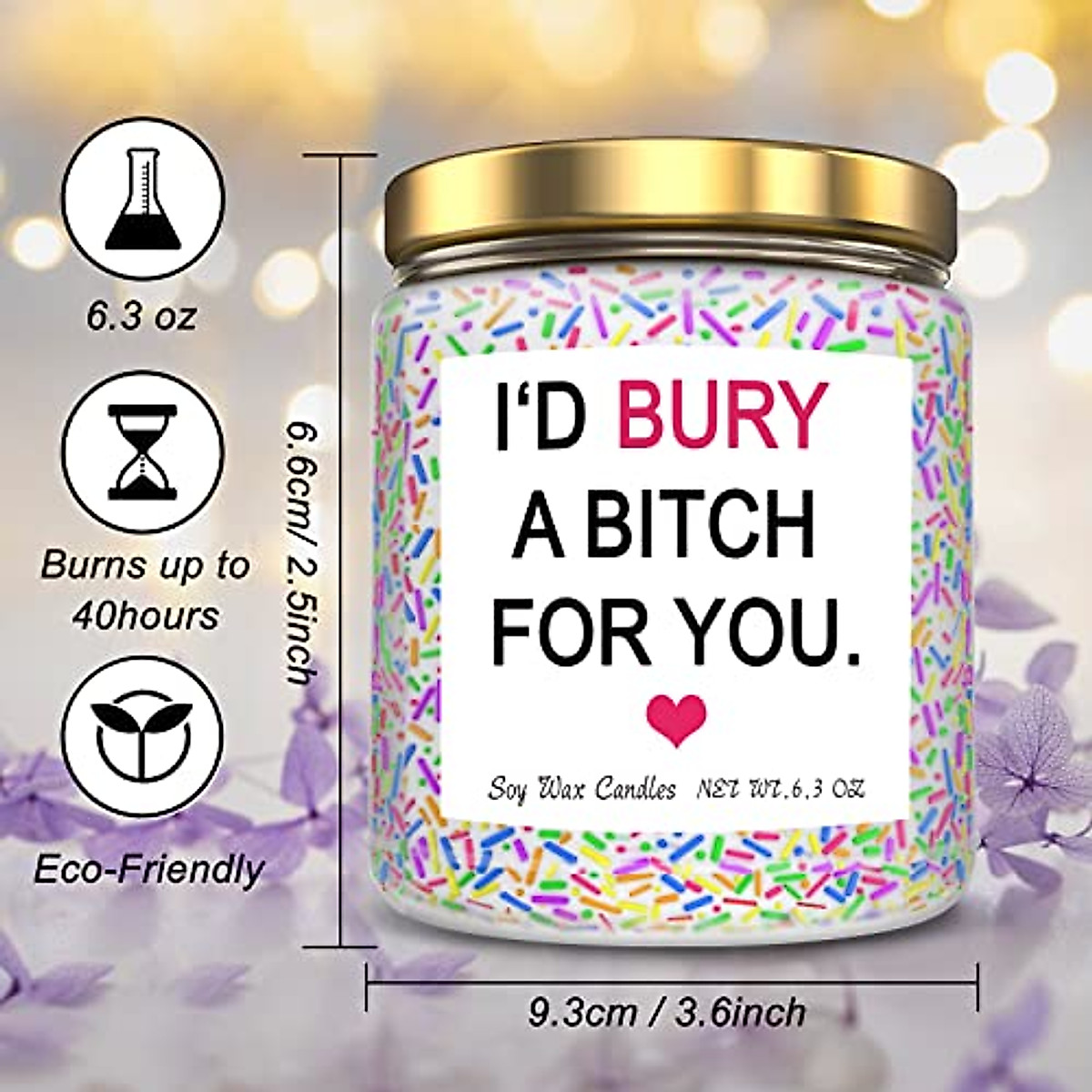 Birthday Gifts for Women Best Friends, Valentines Day Gifts, Friendship Gifts for Women, Sister Gifts from Sister, Lavender Scented Candles Funny Gifts for Women BFF Friends Sister Mom Wife Girlfriend