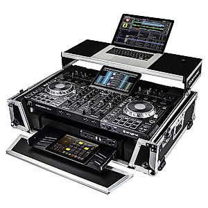 ODYSSEY FZGSPRIME4W2 Denon Prime 4 Flight Case with Patented Glide Laptop Platform & 2U Rack Spaces