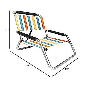 2 Pack of Neso Lightweight Water Resistant Beach Chairs with Shoulder Strap and Slip Pocket - Folds Thin (Vintage Stripes)