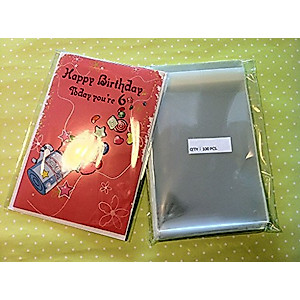 UNIQUEPACKING 100 Pcs 5 7/16 X 7 1/4 Clear A7+ Card Resealable Cello/Cellophane Bags Good for 5x7 Card Item (Fit A7, 5x7 Card w/Envelope)