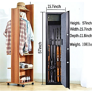 Large Rifle Safe, Long Gun Safe for Rifle Shotgun for Home, Quick Access 5-6 Gun Storage Cabinet with a Handgun Lock Box and a Removable Shelf, Silent Mode (Keyboard PIN Code)