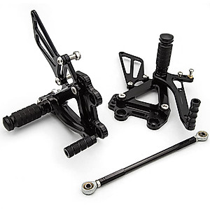 CNC ZX6R 99-02 Motorcycle Adjustable Rearsets Foot Pegs Rear Set Footpeg Brake Shift Pedal Compatible with Ninja 600 ZX6R ZX636 1999-2002/ ZX9R 1999-2003/ ZZR600 2005-2008 Black