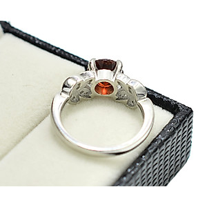 Unique Natural 8 MM Garnet Ring 925 Sterling Silver January Birthstone Solitaire Ring Garnet Jewelry Proposal Ring Birthday Gift For Girlfriend (RG-7772) (Sterling Silver, 9 US)