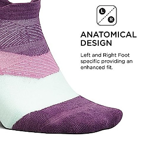 Feetures Elite Max Cushion No Show Tab Ankle Socks - Sport Sock with Targeted Compression - Peak Purple, M (1 Pair)