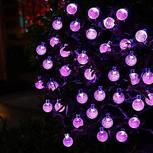 LIUPENGWEI Solar String Light, 20LED, 5m Outdoor Crystal Ball Christmas Decorative Lights Christmas Tree Lawn Home Garden, Dew Purple Waterproof Solar Lamp Garden Ghost Light
