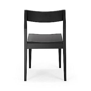 Plank+Beam Modern Dining Chair, Wooden Kitchen and Dining Room Chair, Wood Chair for Office, Living Room, Black