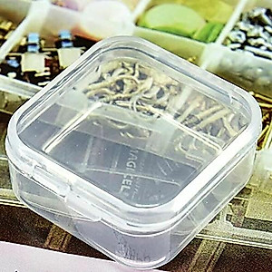 10Pcs Clear Small Plastic Containers Transparent Storage Box with Hinged Lid for Jewelry Earplugs (3.5x3.5x1.5CM)