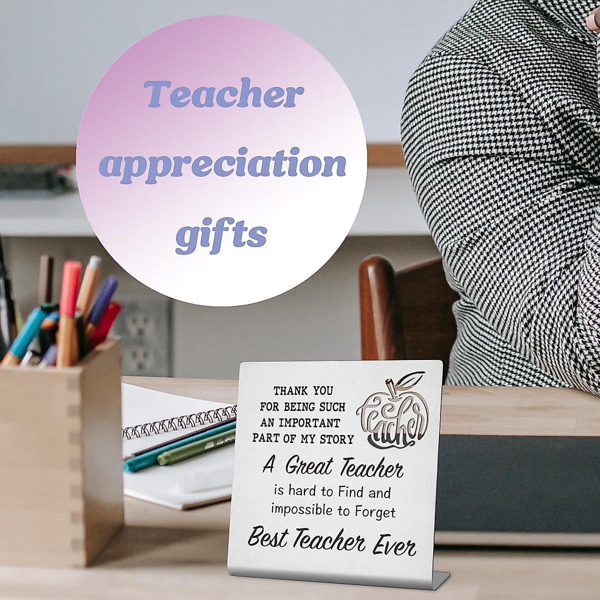 Teacher Definition Gift For Office Desk Sign, Teacher Thank You Appreciation Week Gifts for Graduation Retirement End Of Season Christmas Teacher's Day Birthday Gift From Student Coworker ter2