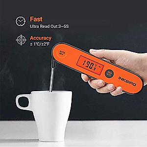 Inkbird Wi-Fi/Bluetooth Meat Thermometer IBBQ-4BW & Instant Read Thermometer IHT-1P, Digital Wireless WIFI Thermometer for Smoker Oven, Large LCD Backlight, Timer High/Low Alarm, 4 Probes Rechargeable