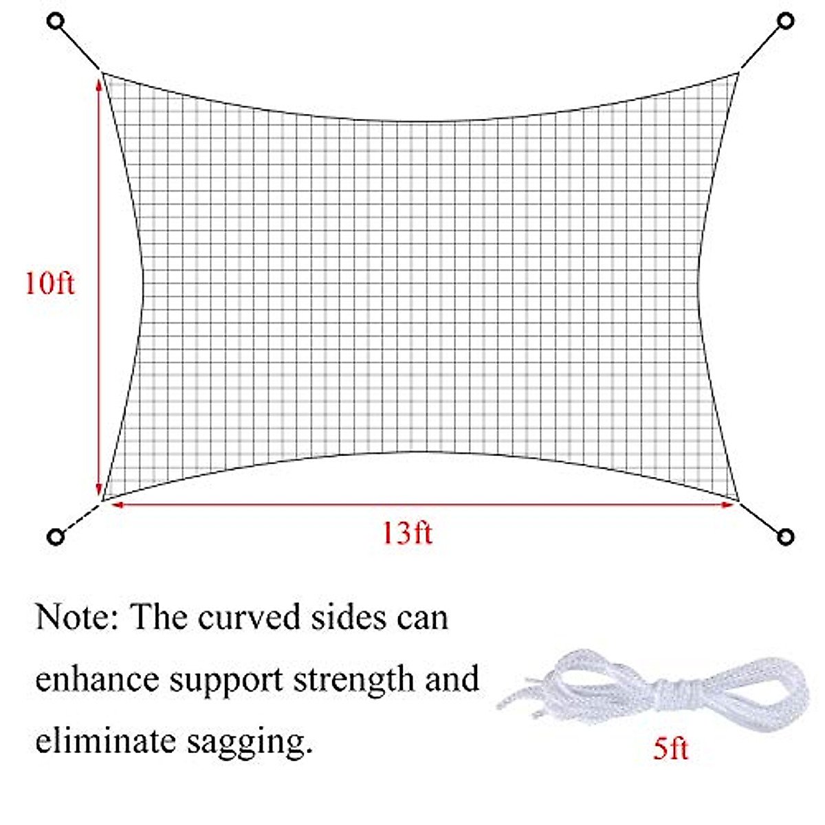 TK-PINLI 10' x 13' Rectangle Sun Shade Sail UV Block for Outdoor Patio Garden