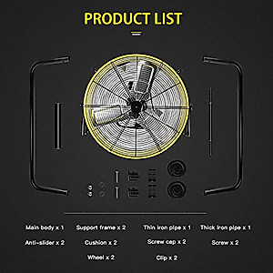 Simple Deluxe 30 Inch Heavy Duty Metal Industrial Drum Fan, 3 Speed Air Circulation for Warehouse, Workshop,Factory and Basement - High Velocity, Yellow,2 Pack, HIFANXDRUM30X2
