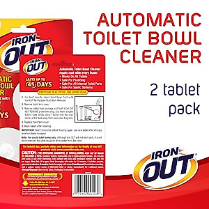 Iron OUT Automatic Toilet Bowl Cleaner, Helps Remove and Prevent Rust Stains in Toilet Bowls and Tanks, 2 Tablets