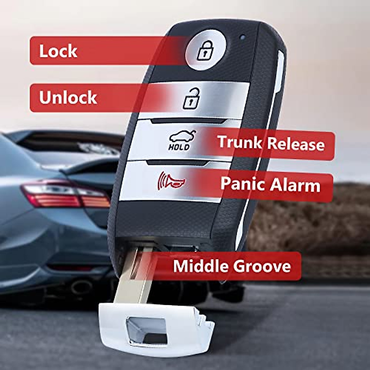 Aichiyu Smart Remote Key Fob Replacement for Kia Optima 2014 2015 4 Buttons FSK 433Mhz ID46 Chip, FCC ID: SY5XMFNA433, Model: SVI-XMFNA433, P/N: 95440-2T500, 95440-4U000