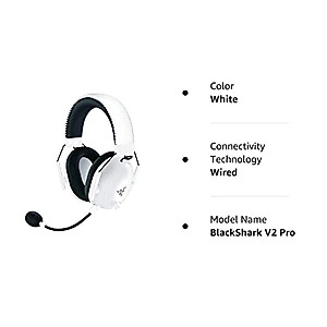 Razer BlackShark V2 Pro Wireless Gaming Headset: THX 7.1 Spatial Surround Sound, Headphone with Microphone, Detachable Mic - for PC Computers, Mac/Windows, PS4, PS5, Nintendo Switch, White (Renewed)