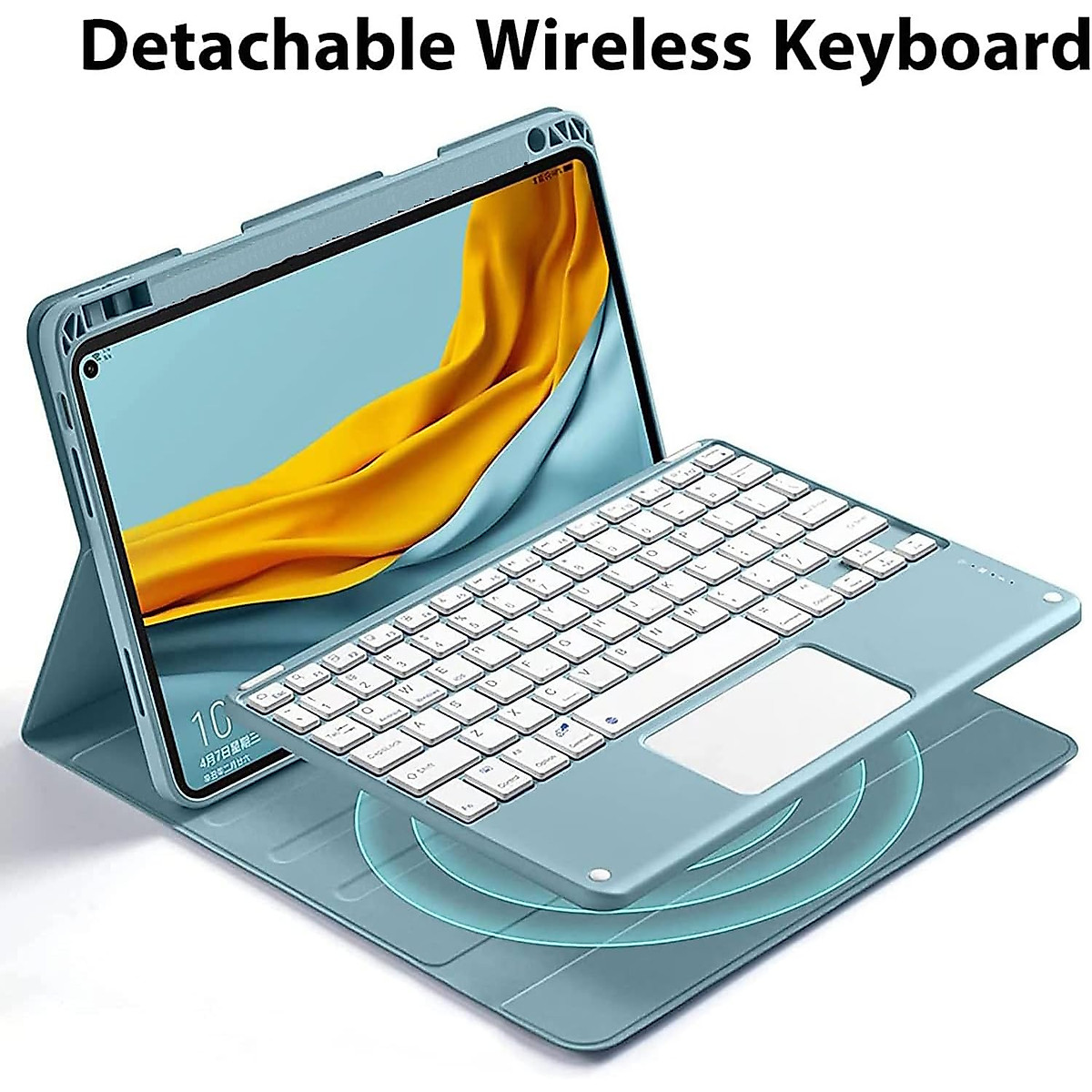 HEUCYL Touchpad Keyboard Case for Xiaomi Redmi Pad 10.6 inch 2022, Magnetic Detachable Wireless Bluetooth 7-Color Backlit Keyboard, Ultra-Thin Multi-Angle Stand Case,Pink