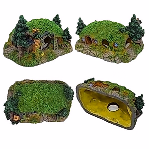 Ulifery Hobbit House Fish Tank Decorations, Natural Aquarium Ornament Cave Reptile Hole Shelter for Betta Hiding/Miniature Garden, Small