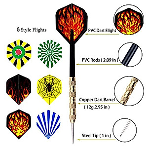 MAXMAU Steel Tip Darts Set,Professional Darts Metal Tip,Metal Darts for Dartboard,18 pcs