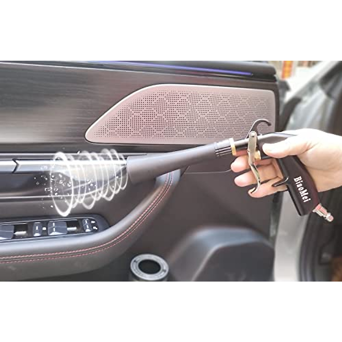 BIAOMEI High Pressure Car Interior Cleaning Gun Automobile Detailing Cleaning Car Detailing Dry Washing Gun with Brush (New ugrade Aluminum Tube Rotate), z-014
