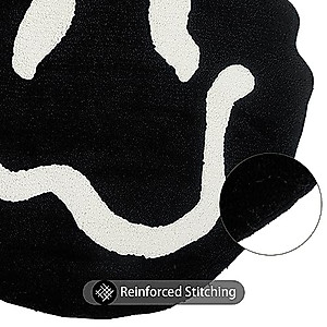 Trippy Smile Face Rug, Funky Retro Smile Face Rug Cute Abstract Bath Mat Soft Plush Water Absorbent Bathroom Shower Mat Non-Slip Bathtub Floor Carpet Funny Home Aesthetic Decor Rug (Black,3.3FT)