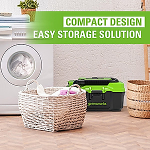 Greenworks 24V Cordless 3Gal Shop Wet/Dry Bare Accessories, Brushless Vacuum Tool Only, Green