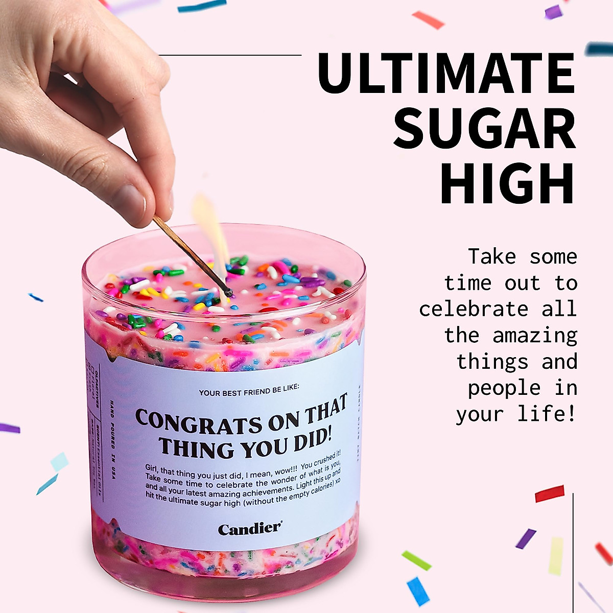 Candier - Congrats on That Thing You Did Candle, Scented Phthalate-Free Soy Candles with 60+ Hours Burn Time, Candles for Women & Men