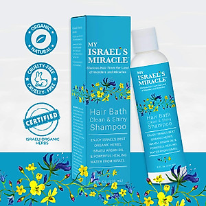 My Israels Miracle Hair Bath Clean & Shiny Shampoo - Herbal Hair Growth Shampoo – Argan Oil Shampoo with Powerful Organic Hair Care Herbs from Israel, (8 Ounce)