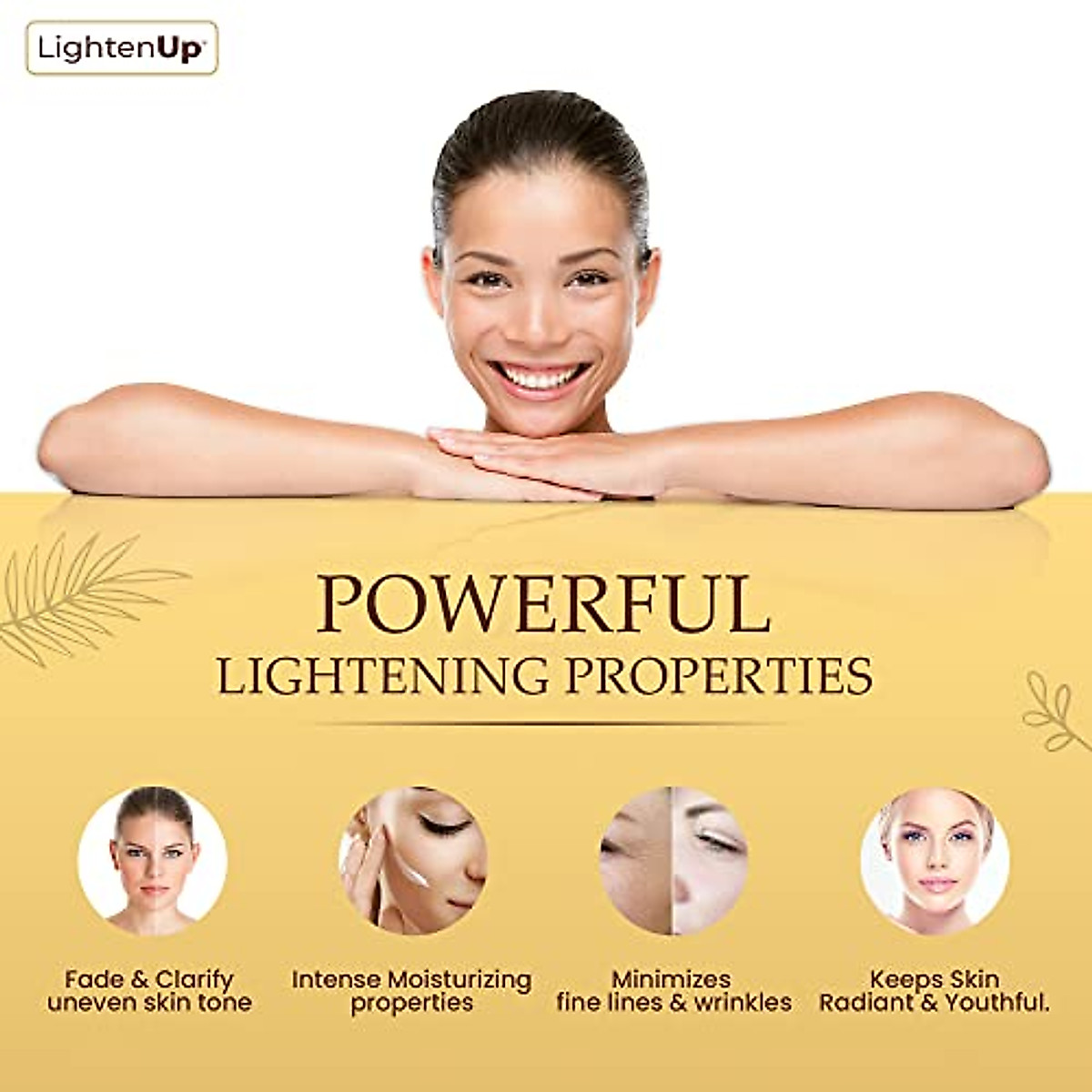 Lightenup Anti-Aging, Skin Brightening Cream - 4.4 fl oz / 100 ml - Dark Spots Corrector for Face & Body, Helps to reduce Hyperpigmentation, with Argan Oil and Shea Butter