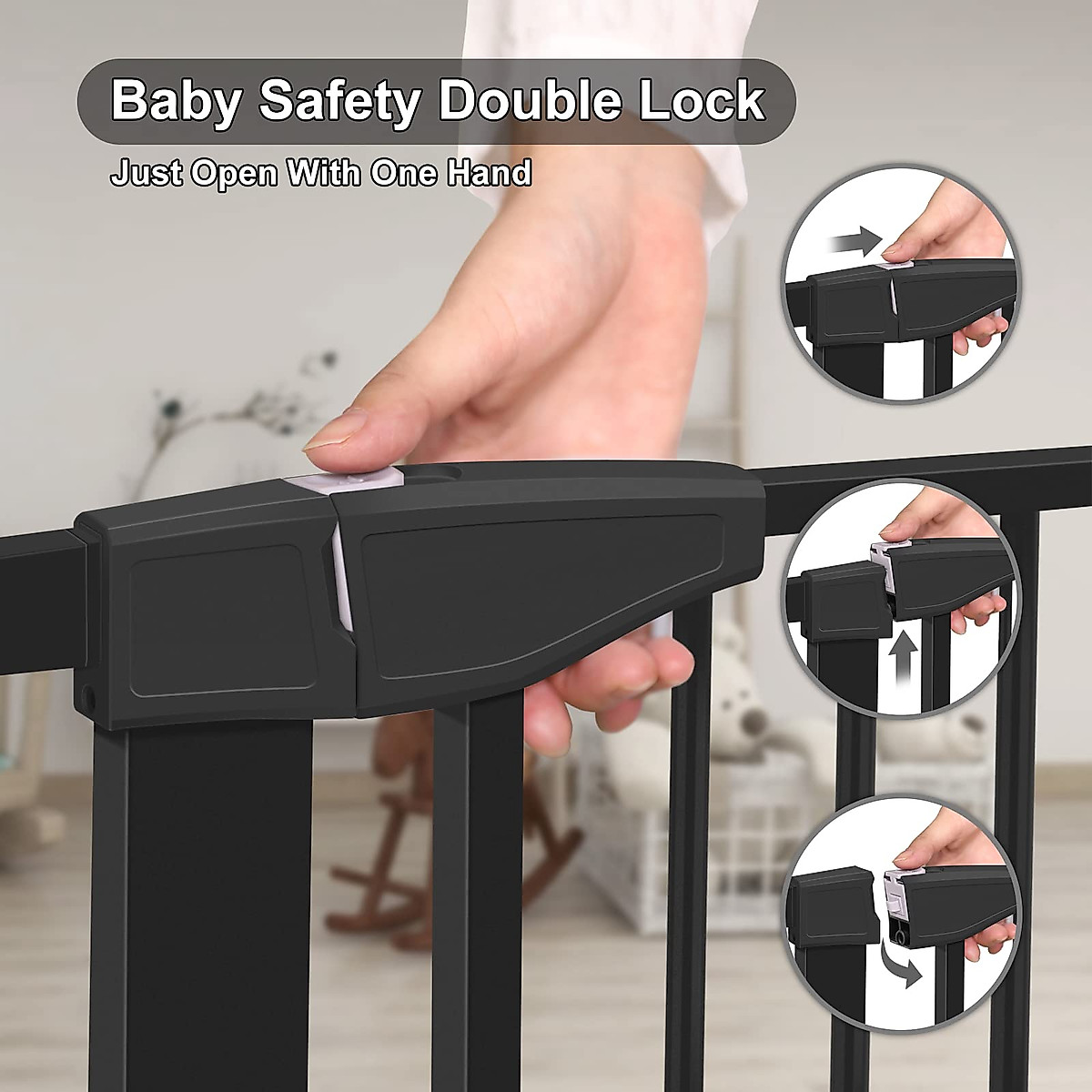 SYCYH Baby Gate for Stairs and Doorways 29.93" to 51.5" Extra Wide Safety Baby Gate with Door, Auto-Close Safety Pet Dog Gates for The House