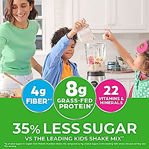 Orgain Kids Protein Powder Shake Mix, Vanilla Bean Ice Cream - 8g Grass-Fed Dairy Protein, 4g Fiber, 22 Vitamins & Minerals, Gluten Free, No Soy Ingredients, Adds Healthy Nutrients to Kids Snacks, 1lb