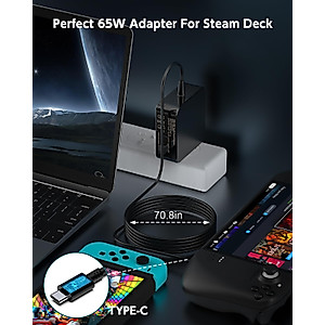 65W/45W PD Foldable Power Adapter, USB C Fast Charger for Steam Deck/Nintendo Switch/Steam Deck TV Dock Console/Switch/Lite/Phone/Tablet/Laptop
