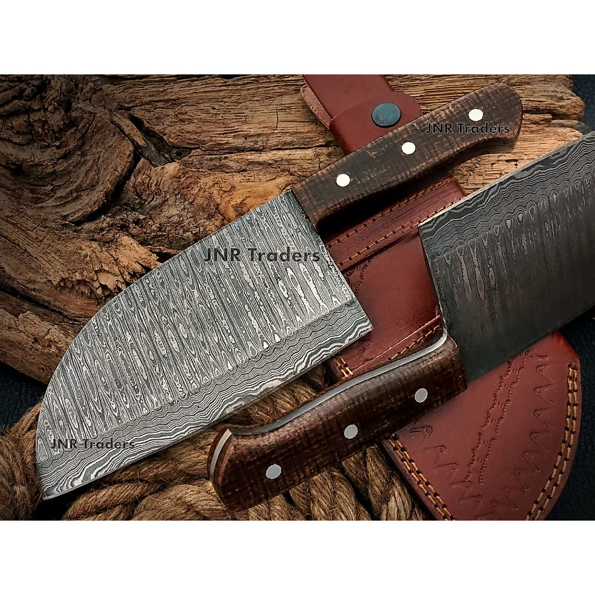 Custom Handmade Damascus Steel Serbian Chef knife - Damascus Meat Cleaver Knife - Butcher Knife for Meat Vegetables Cutting JNR -0224