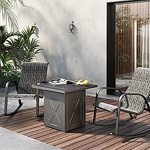 Grand Patio Outdoor Gas Fire Pit Table 28-Inch Square Propane Gas Fire Pit CSA Safety Approved 50000BTU with Steel Tabletop, Removable Lid, and Lava Rock for Garden, Backyard, and Deck Parties